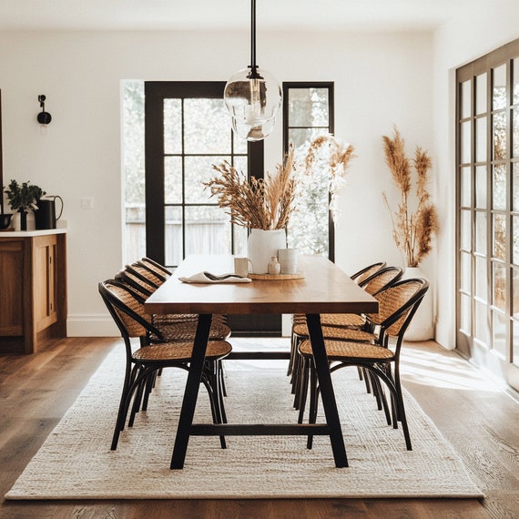 The Allen Walnut Dining Table Handcrafted Solid Wood Dining Table Family Dining Table Etsy