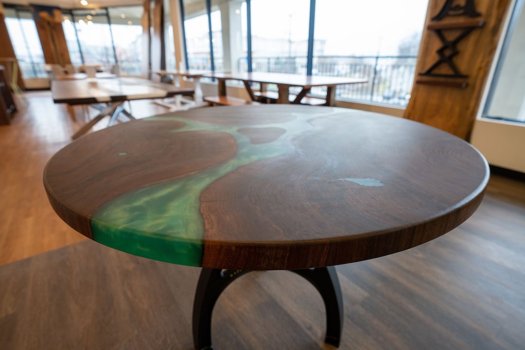 Round Epoxy Dining Table, Custom Made Table for 4, Handcrafted Round ...