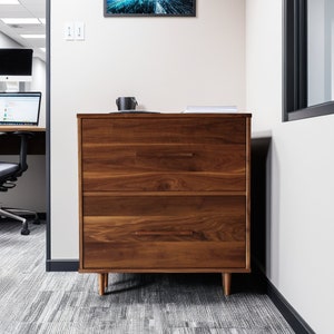 Wooden Filing Cabinet, Solid Wood Office Cabinet, Walnut Office Cabinet ...