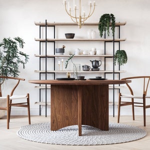 Modern Round Walnut Dining Table With Taylor Base - Etsy