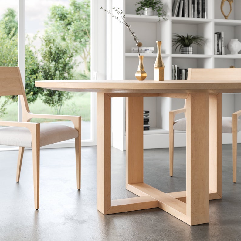 Round Maple Cross Base Dining Table - Etsy