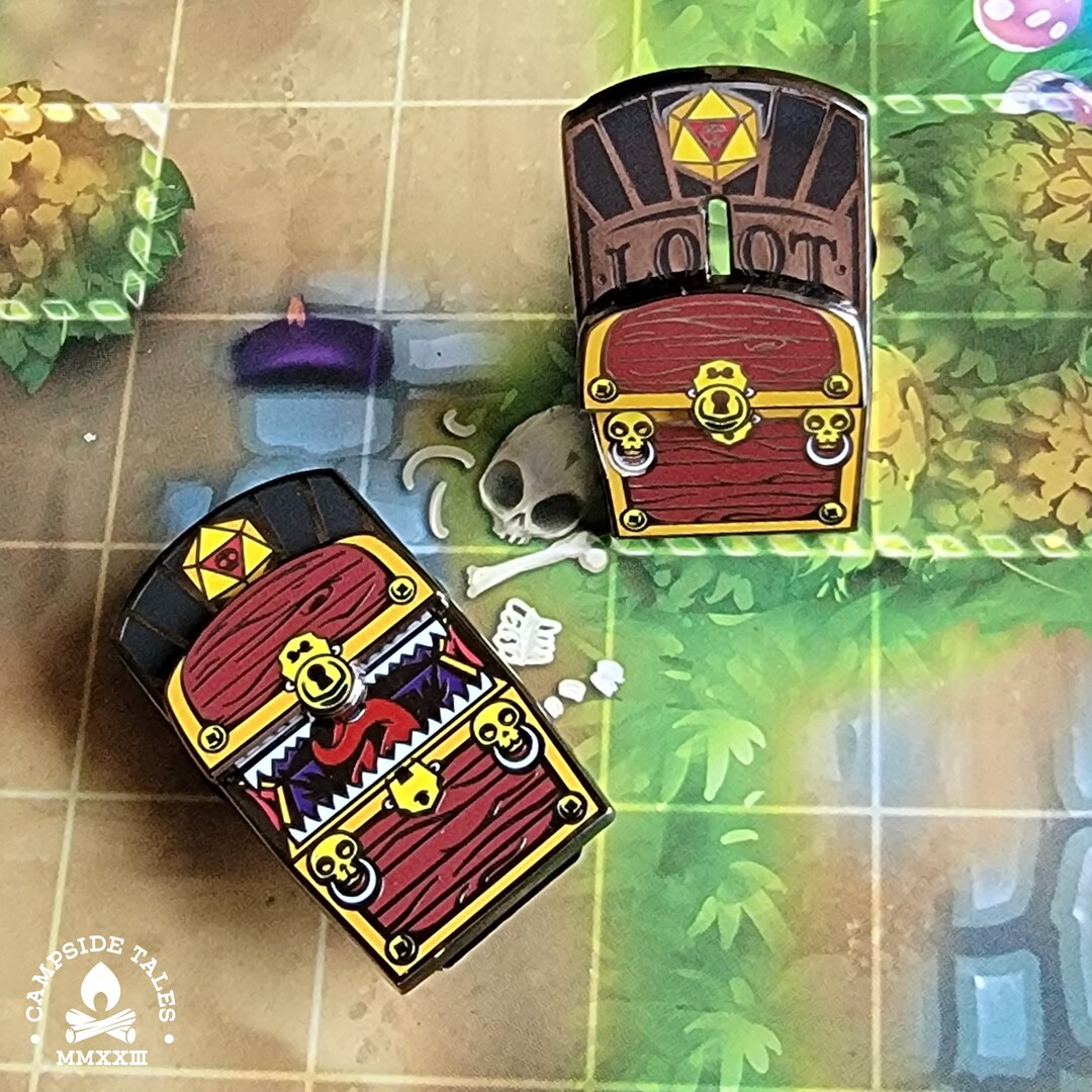 Mimic Chest Token - D&D / RPG Playable Enamel Sliding Pin - Etsy