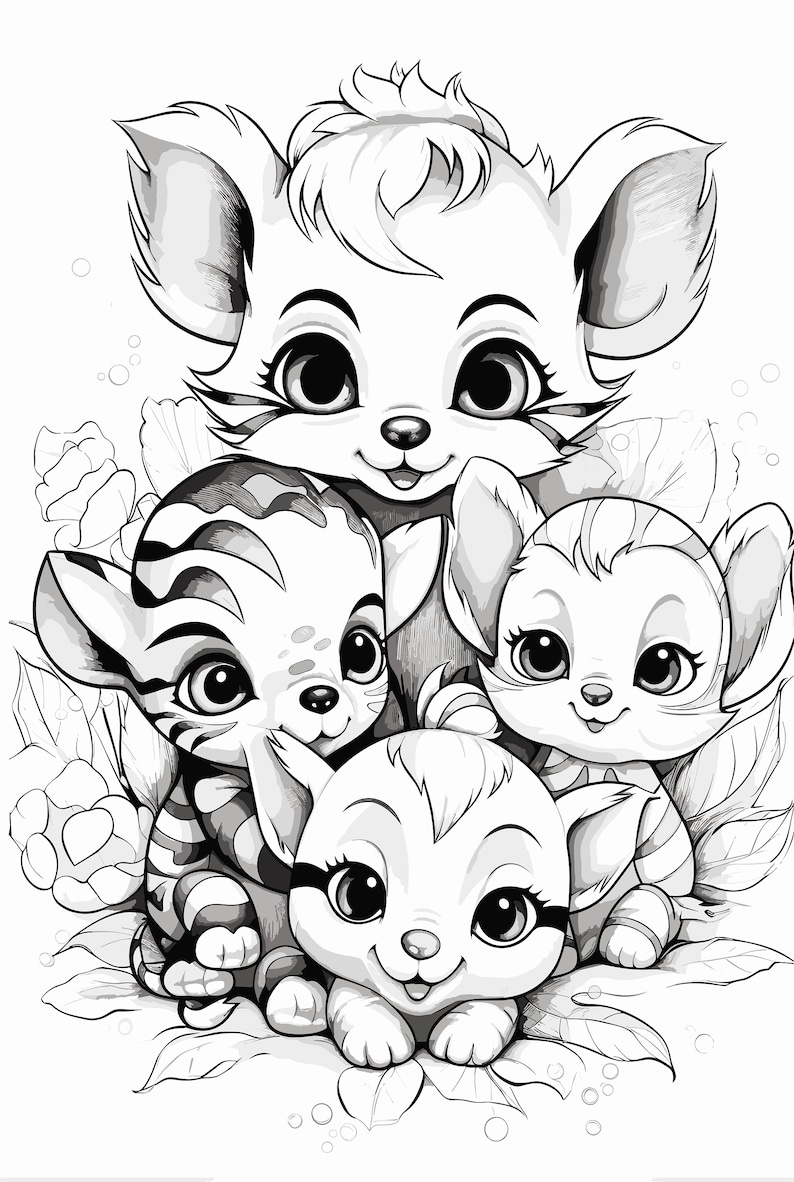 Baby Animals Coloring Pages - Etsy