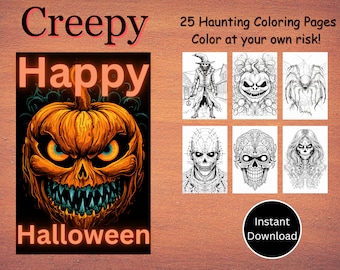 Cutesy Spooky Halloween Coloring Pages A Boo-tiful Way to - Etsy