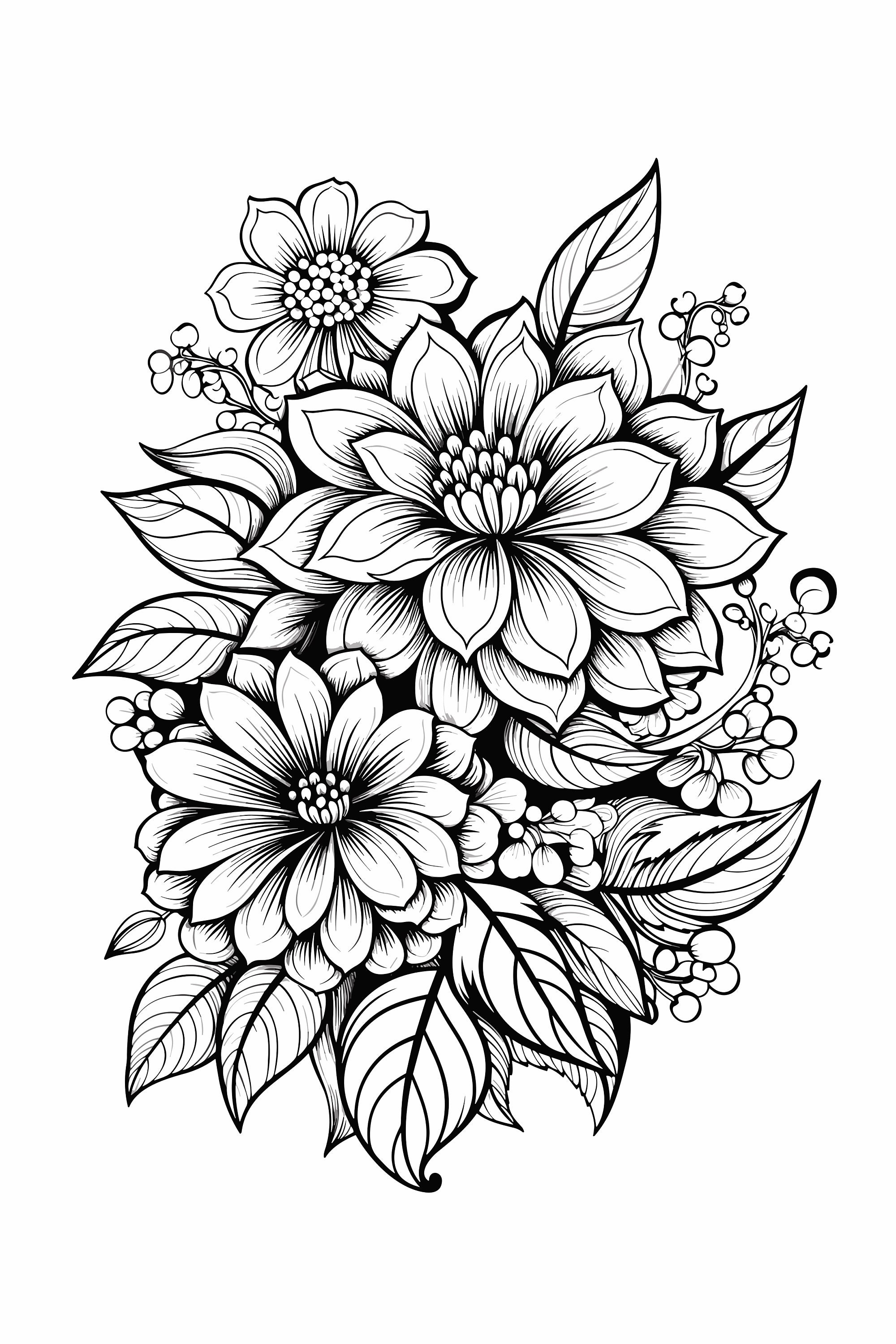 Beautiful Flower Coloring Pages - Etsy