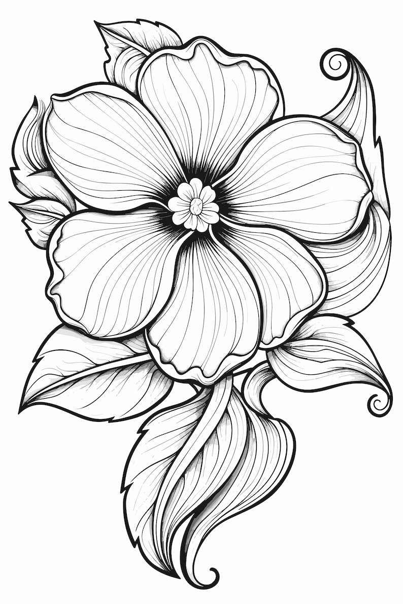 Beautiful Flower Coloring Pages - Etsy