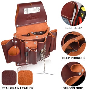 Maroon Leather Electrician Tool Pouch | Heavy Duty Work Belt - Etsy