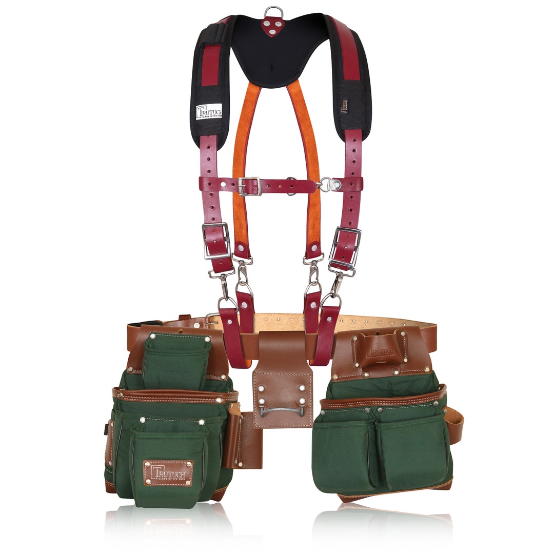 TRUTUCH Nylon and Leather Tool Belt With Leather Work Suspender Framing ...