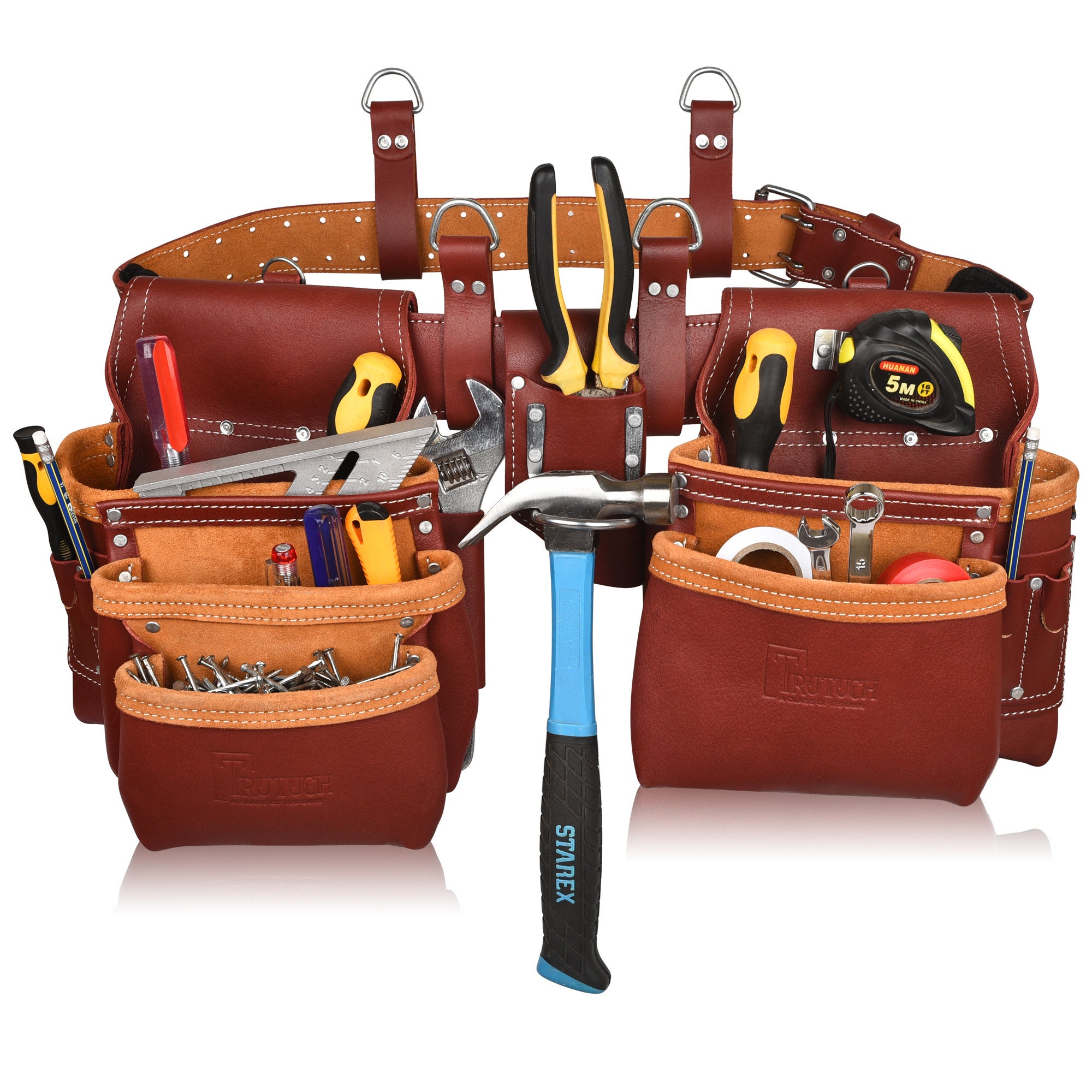 Trutuch Maroon Leather Tool Belt With Leather Work Suspender | Tool Bag ...