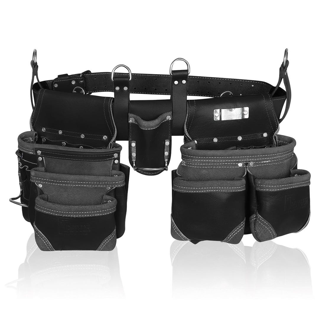 Trutuch Black Leather Tool Belt | 18 Pockets | Carpenter Tool Belt ...