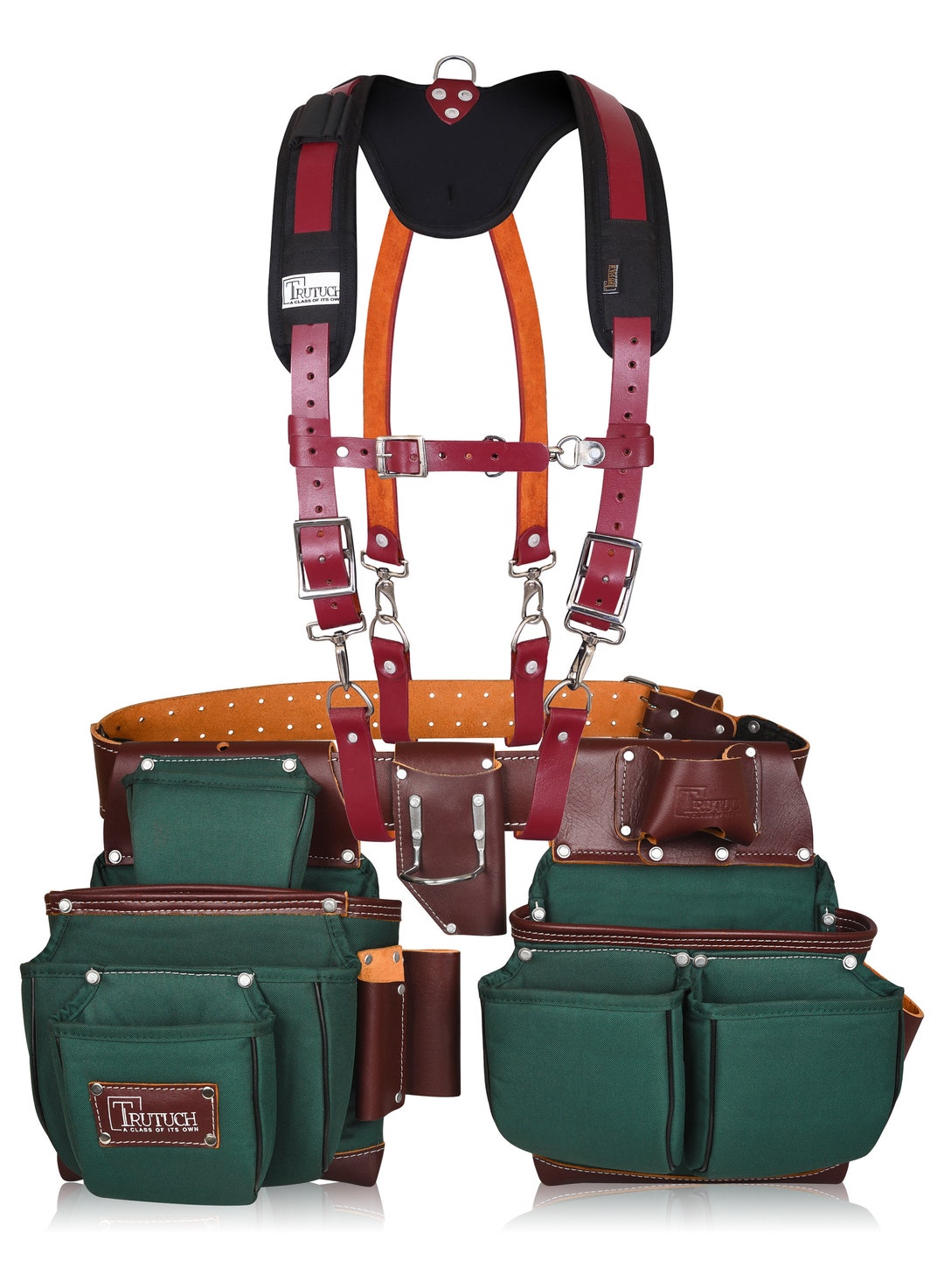 TRUTUCH Nylon and Leather Tool Belt With Leather Work Suspender ...