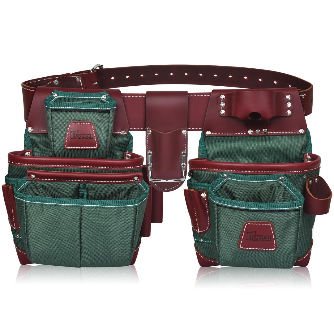 TRUTUCH Green Nylon and Leather Tool Belt | Framers Tool Bags | Nylon ...