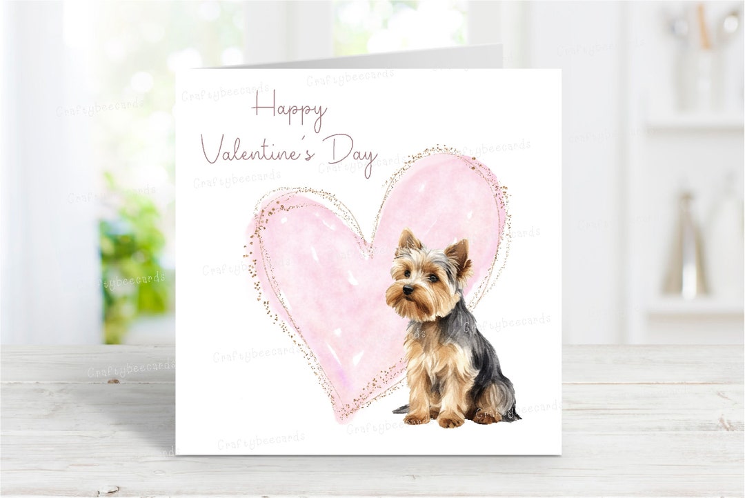 Yorkshire Terrier Valentine's Day Card, Cute Yorkie Dog Greetings Card ...