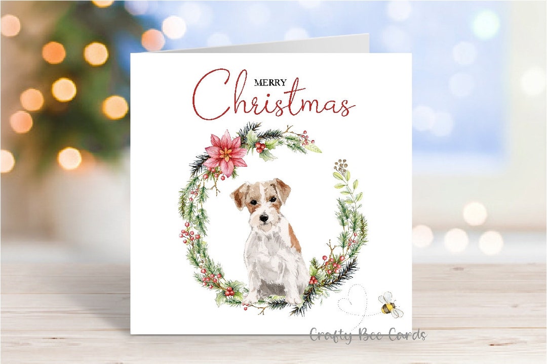 Jack Russell Terrier Christmas Card, Festive 'merry Christmas' Dog ...