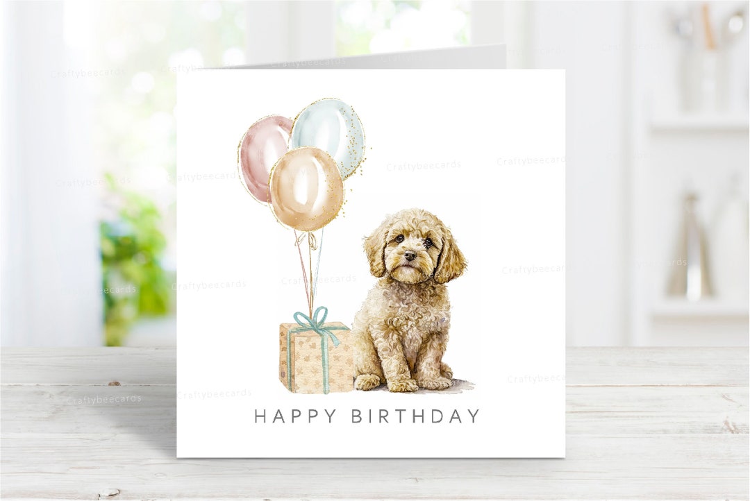 Cockapoo Birthday Card, Cute Happy Birthday Dog Greetings Card, 6" X 6 ...