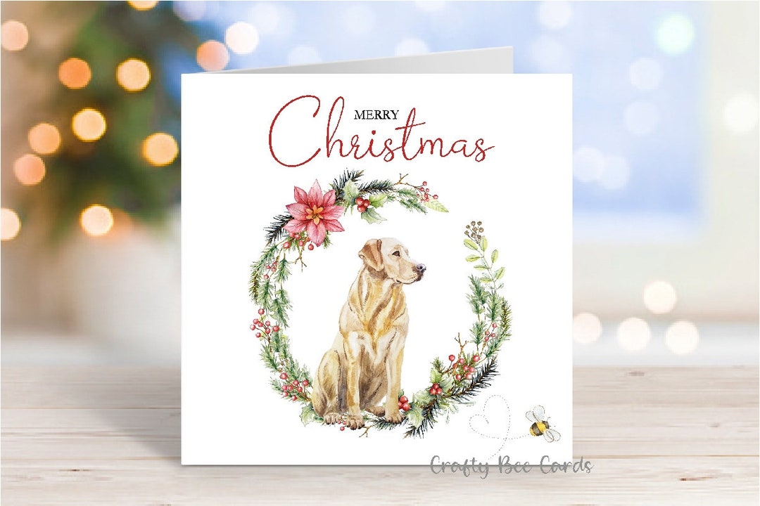 Labrador Retriever (yellow) Christmas Card, 'merry Christmas' Festive ...