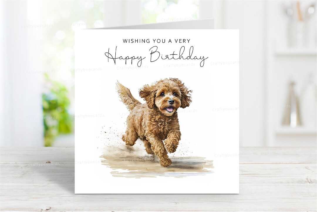 Cavapoo Birthday Card, Lovely Dog Greetings Card, Fun Beach Scene, 6 X ...