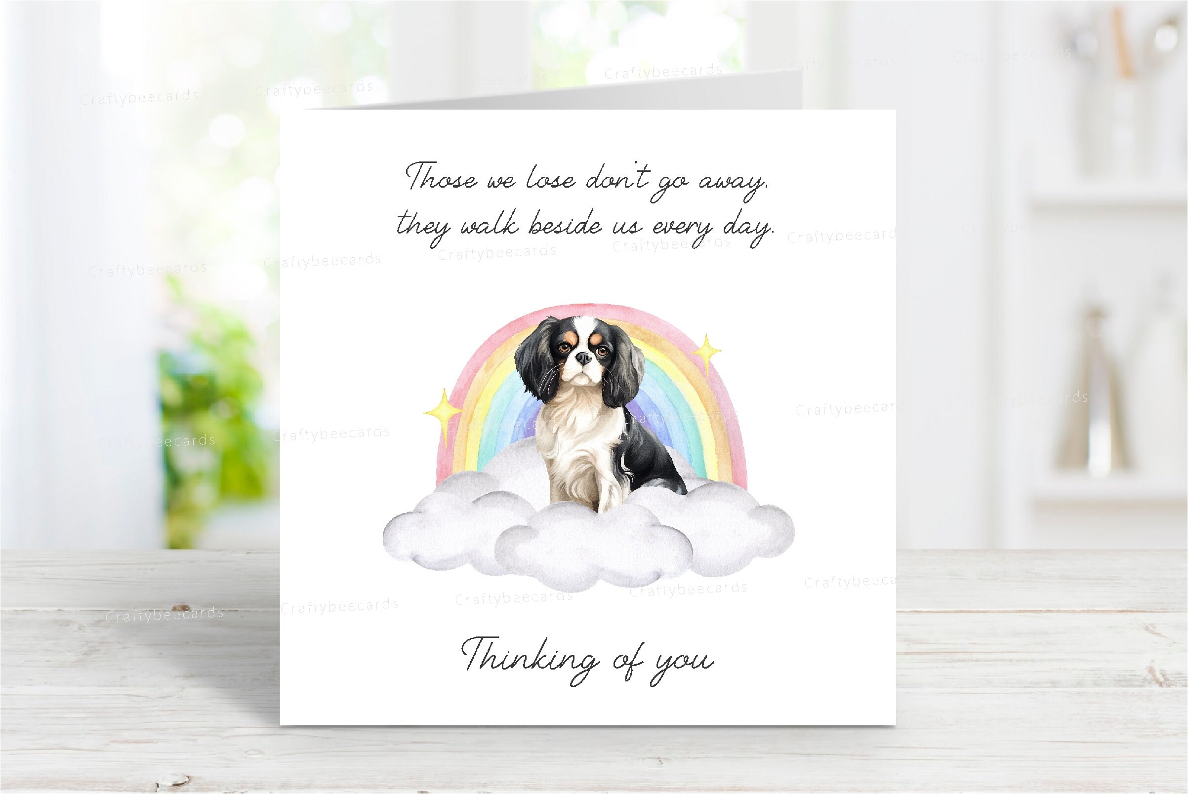 Cavalier King Charles Spaniel tri Colour Sympathy Card Dog Loss ...