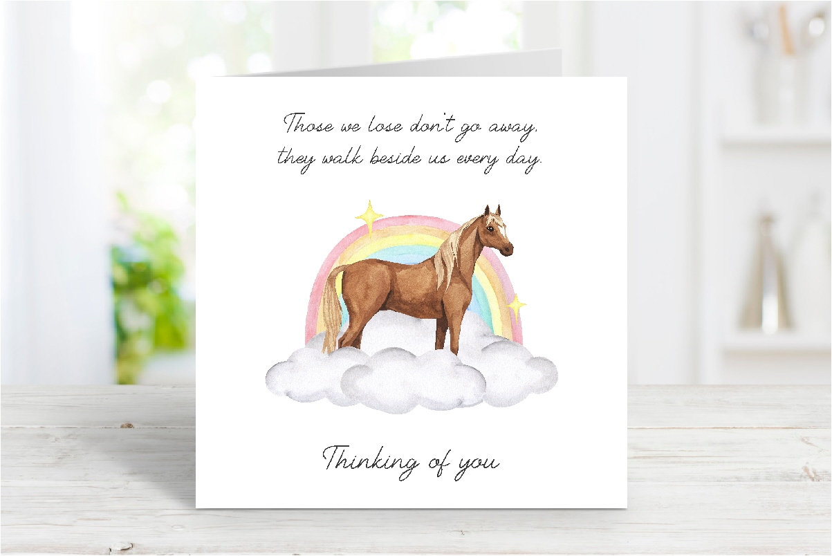 Horse Sympathy Card Thinking of You Card Sentimental Loss Quote Rainbow ...