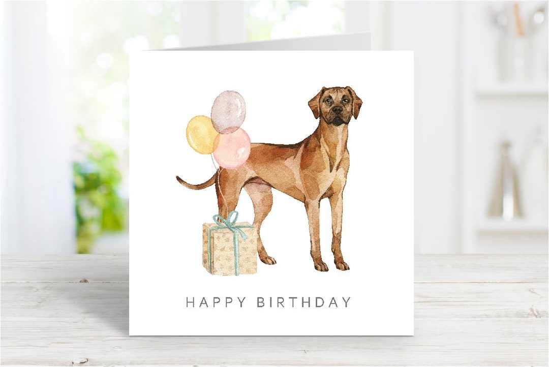 Rhodesian Ridgeback Birthday Card, Fun Dog Greetings Card, Lovely ...