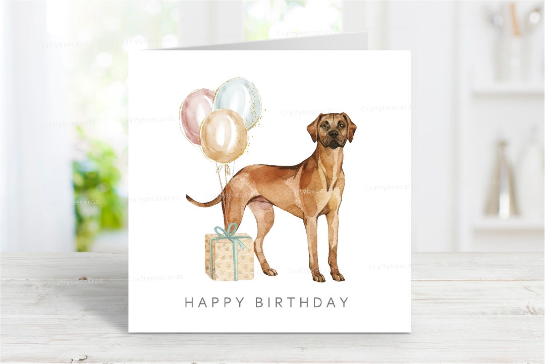 Rhodesian Ridgeback Birthday Card, Fun Dog Greetings Card, Lovely ...