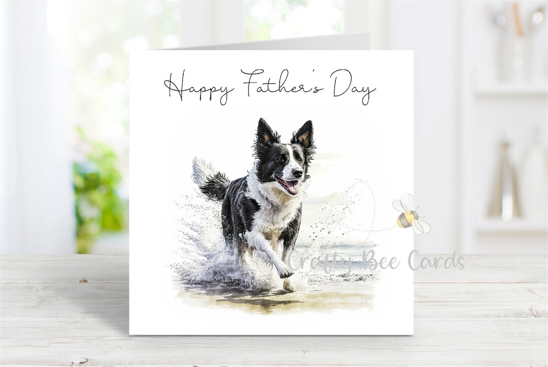 Border Collie Father's Day Card, Happy Father's Day Dog Greetings Card ...