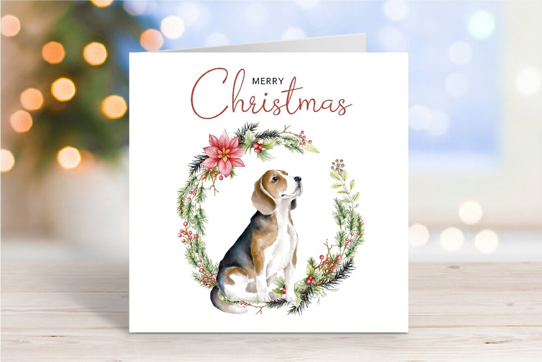 Beagle Christmas Card, 'merry Christmas' Festive Dog Greetings Card, 6 ...