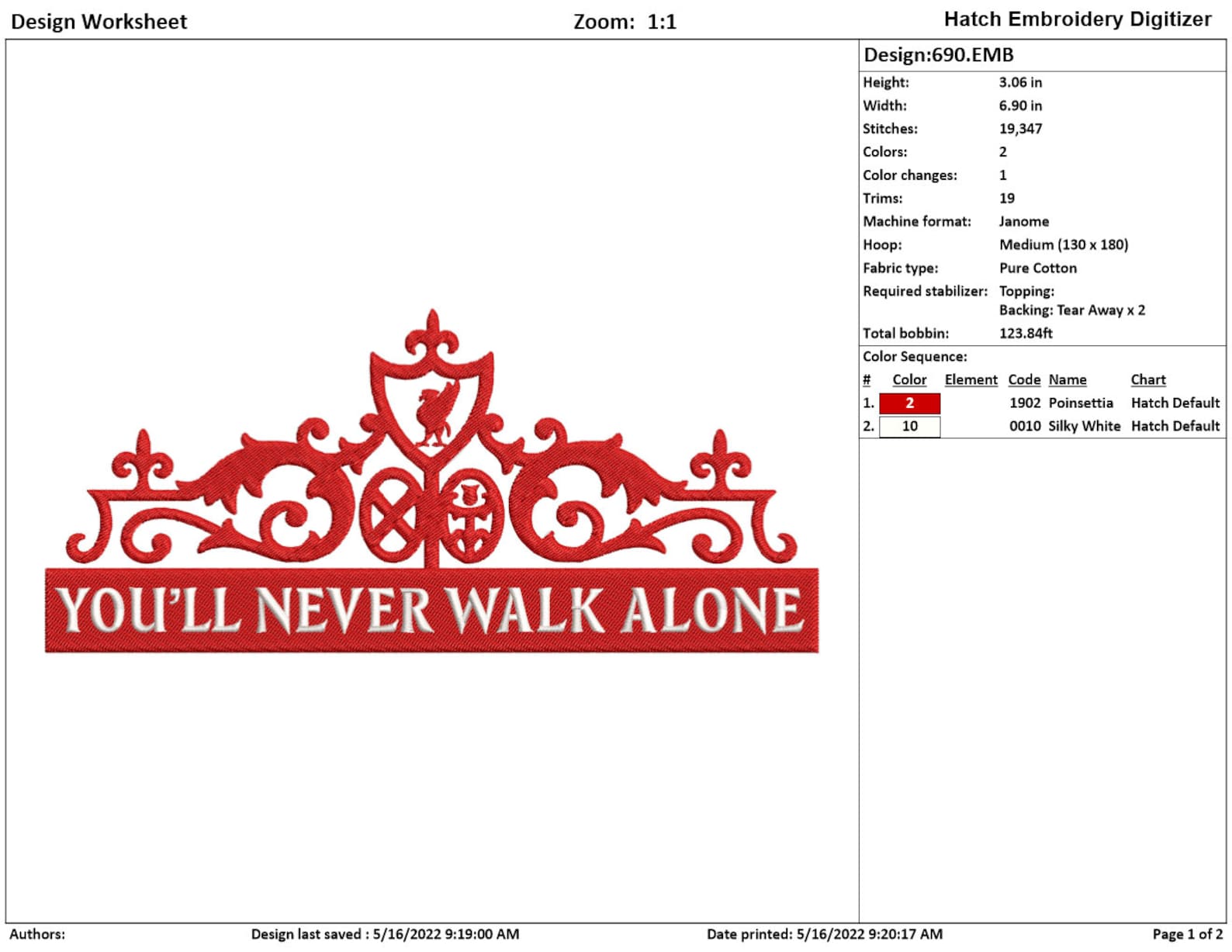 Liverpool Embroidery Design 7 SIZES Xxx Vp3 Pes Pcs Jpx Jef Hux Exp Emd ...