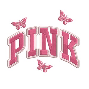 Pink Embroidery Design With Butterflies Created by Andrea 3 SIZES ...