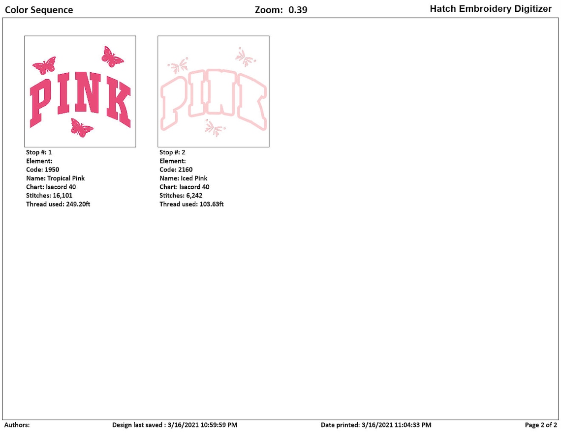 Pink Embroidery Design with butterflies created by Andrea 3 | Etsy