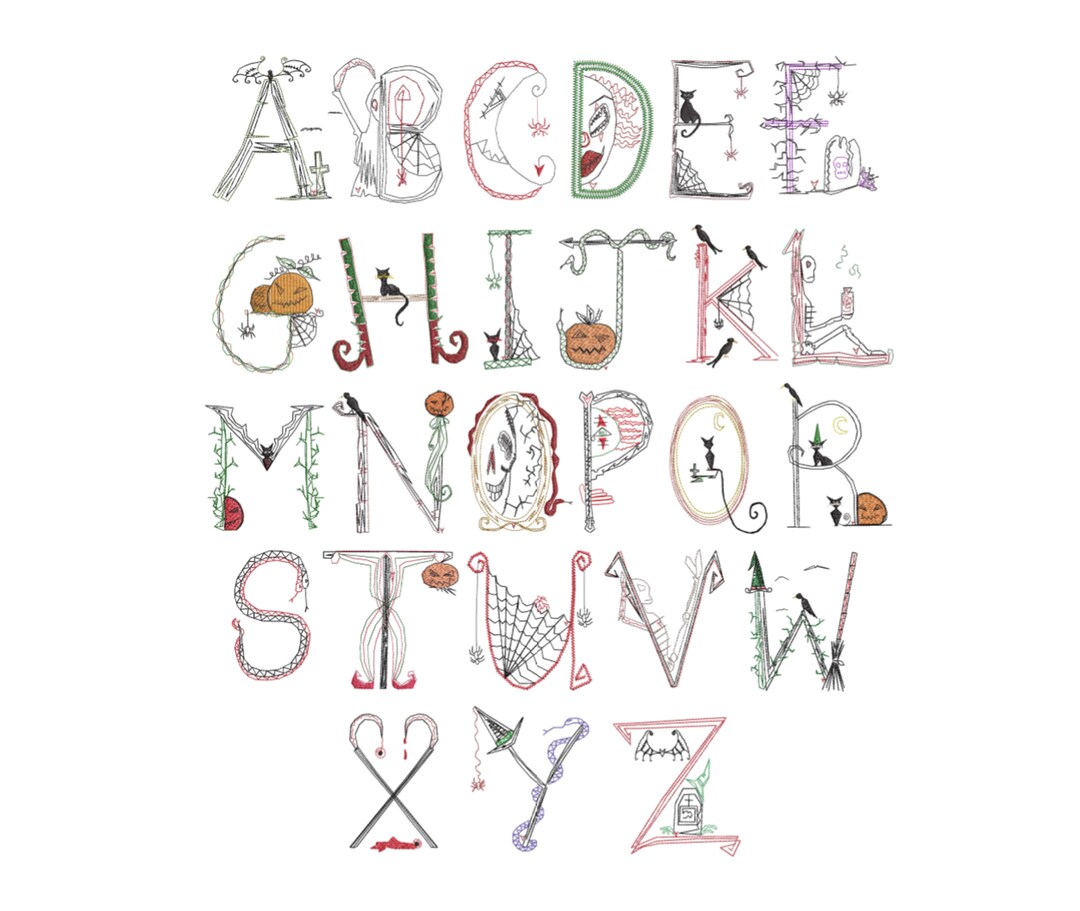 Halloween Alphabet Embroidery Designs for 4x4 Hoop (digital Download ...