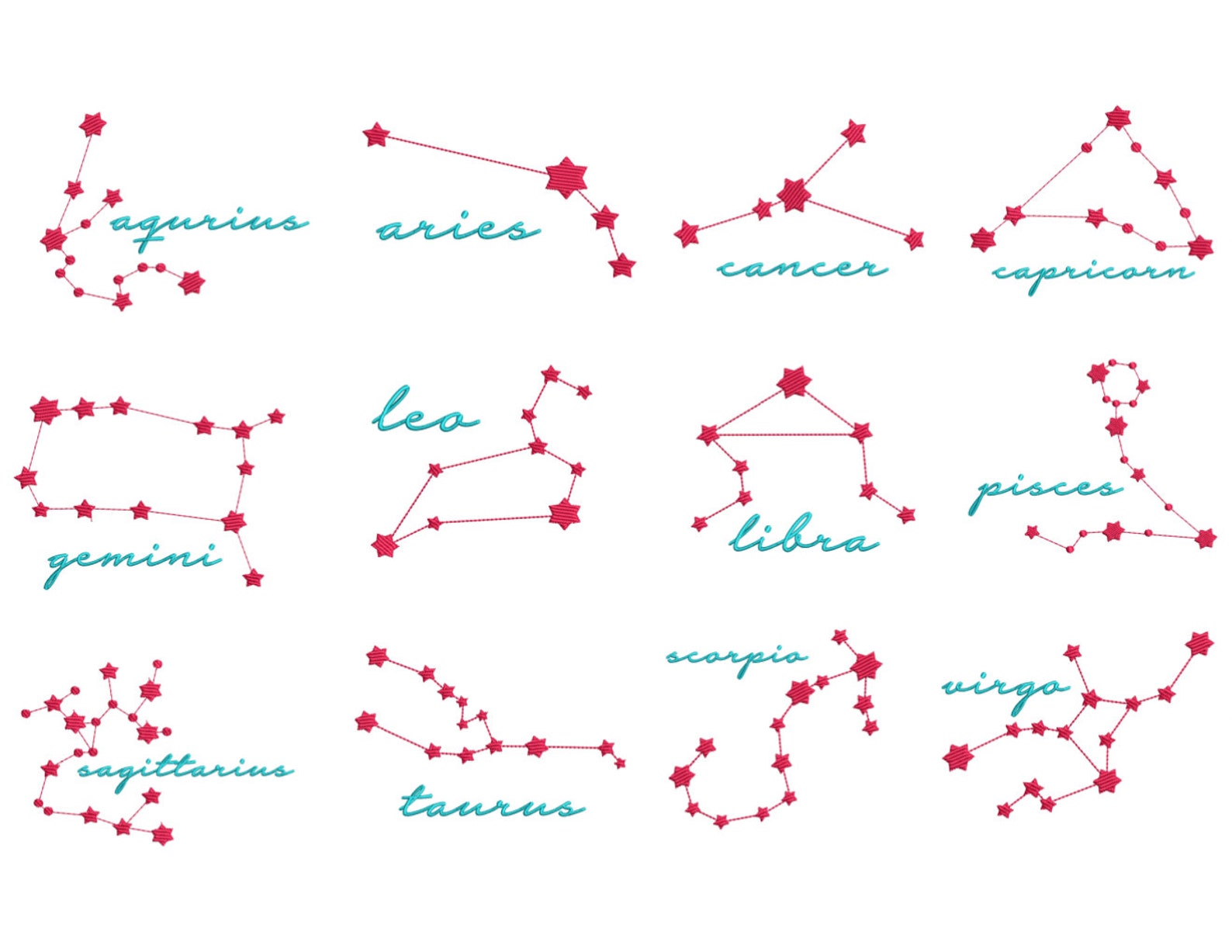 Star Sign Constellations Embroidery Design SET 2 SIZES Available for ...