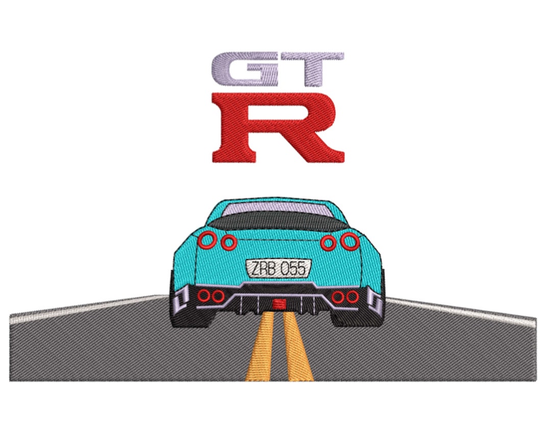 Nissan GT-R Embroidery Design 2 SIZES Dst Exp Hus Jef Jpx Pes Vp3 Xxx ...