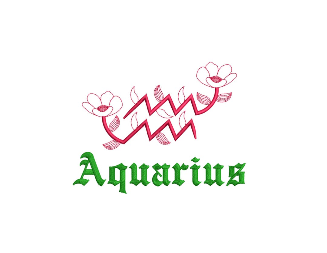 Aquarius Zodiac Sign Embroidery Design 4 SIZES - Etsy