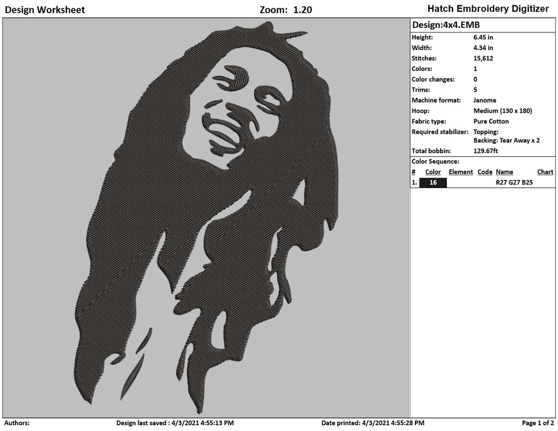 Bob Marley Embroidery Design 3 SIZES Dst Exp Hus Jef Jpx Pes Vp3 Xxx - Etsy