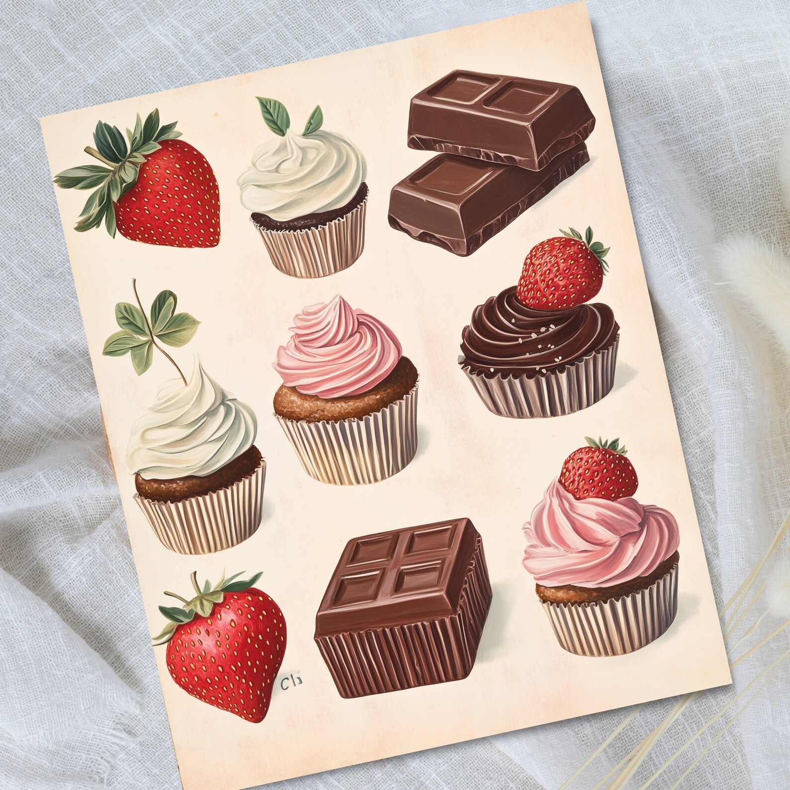 Pastel Sweets Paper Pack, Vintage Dessert Junk Journal Printable Pages ...