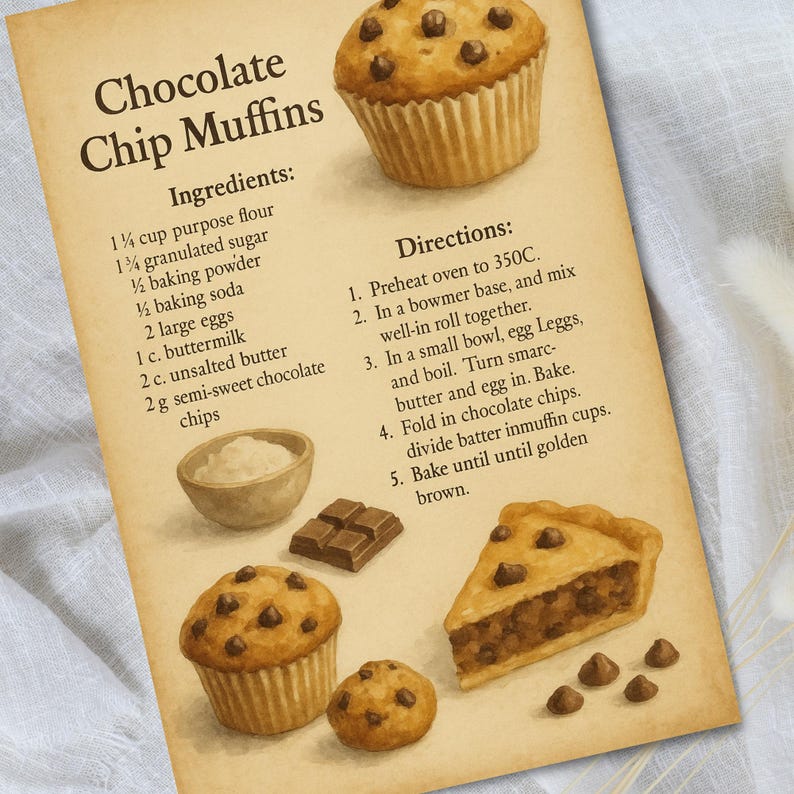 Baked Goods Recipe Paper Pack, Vintage Baking Junk Journal Pages, Food ...