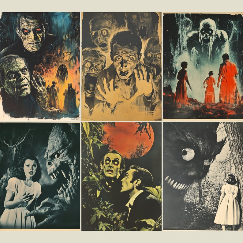 Horror Paper Pack, Halloween Junk Journal Pages, Vintage Ephemera ...