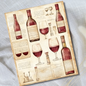Old Wine Paper Pack Junk Journal Printable Pages Scrapbooking Vintage ...