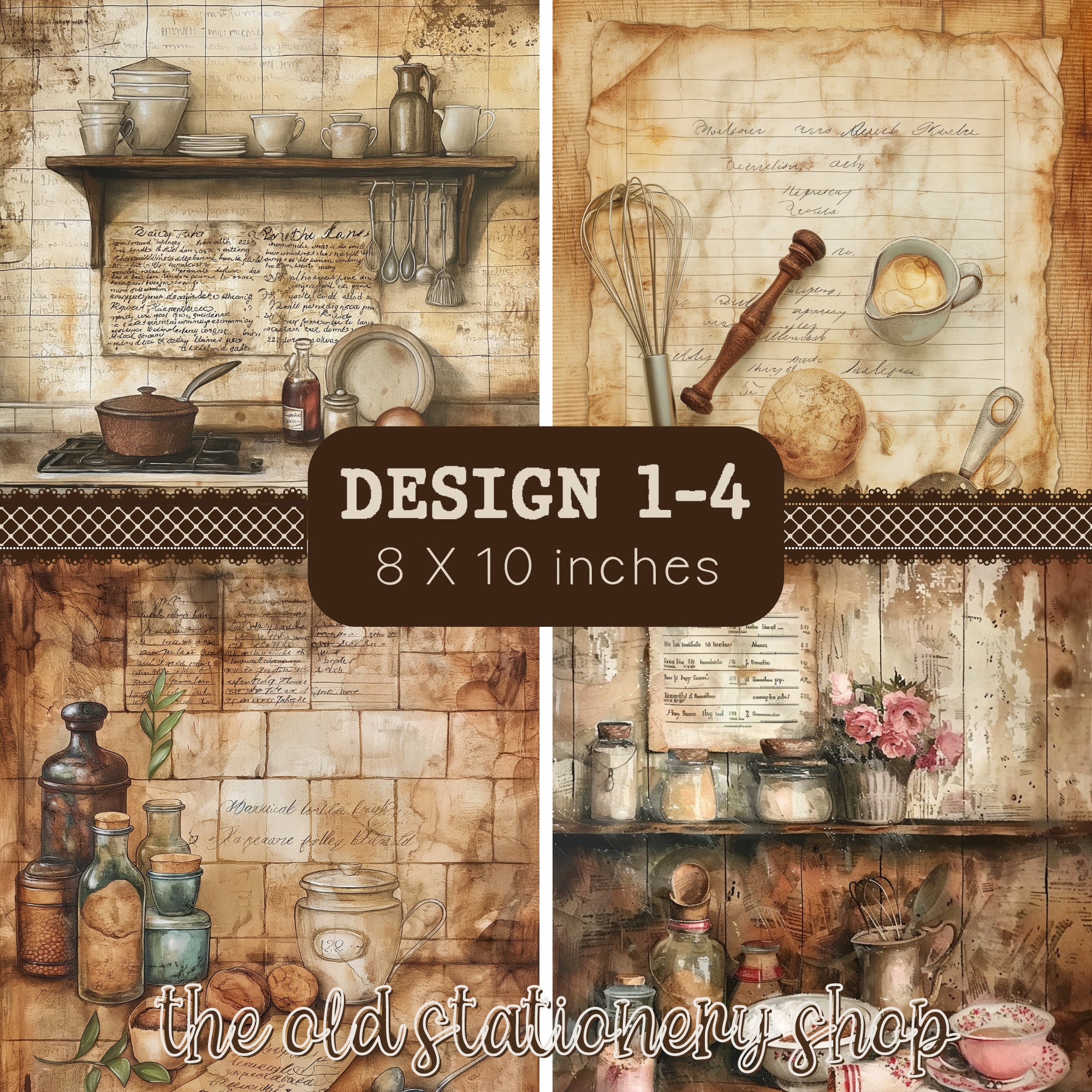 Old Kitchen Paper Pack Vintage Junk Journal Printable Pages ...