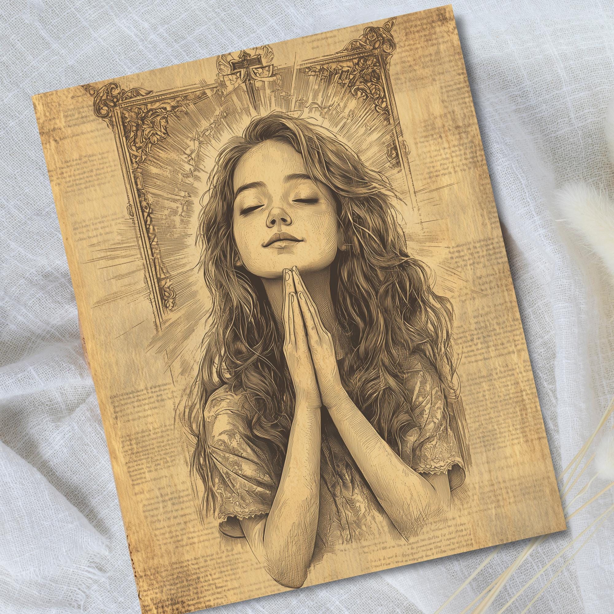 Divine Faith Paper Pack, 18 Pages Printable Junk Journal, Vintage Bible ...