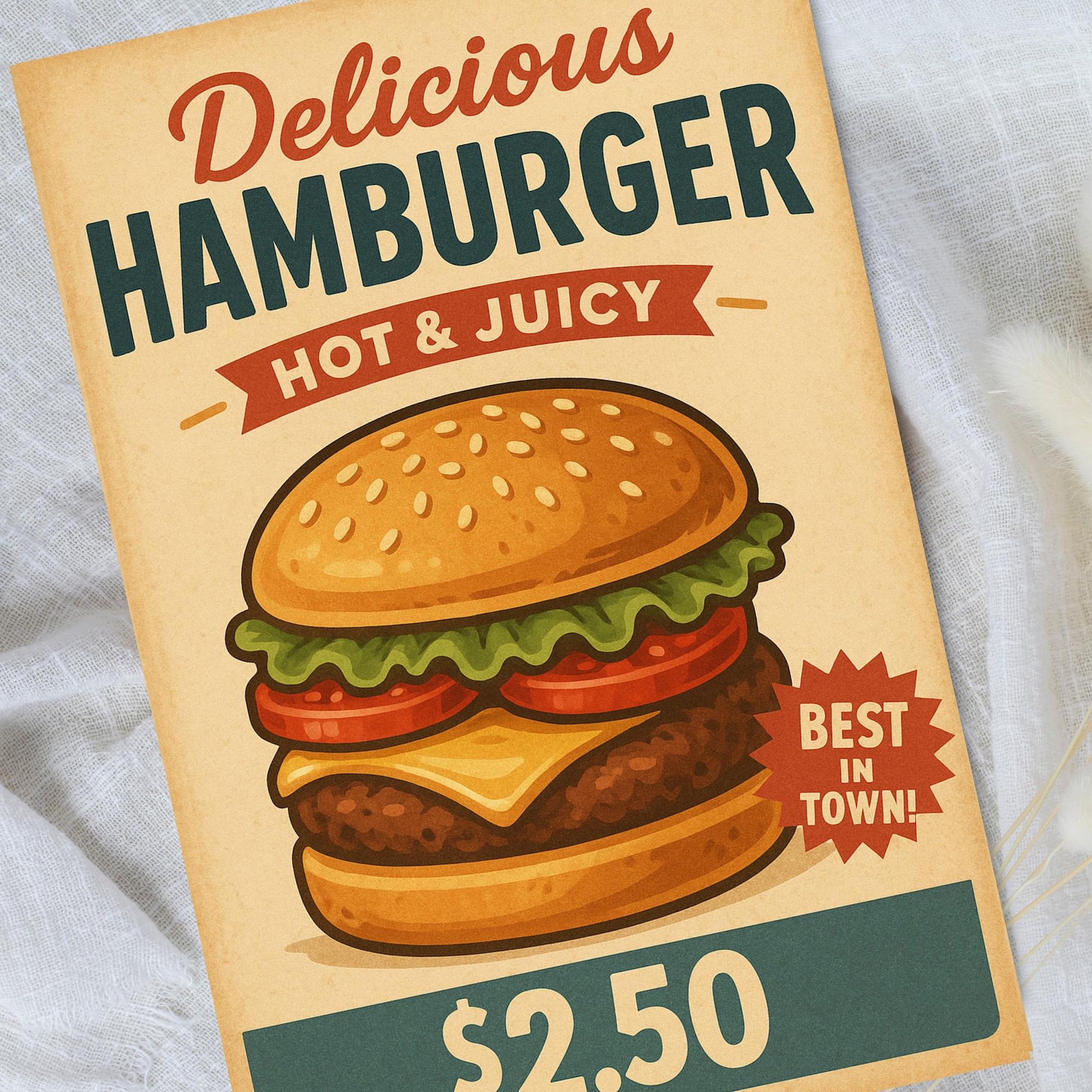 Retro Diner Posters Paper Pack, Printable Junk Journal Pages, 1950's ...
