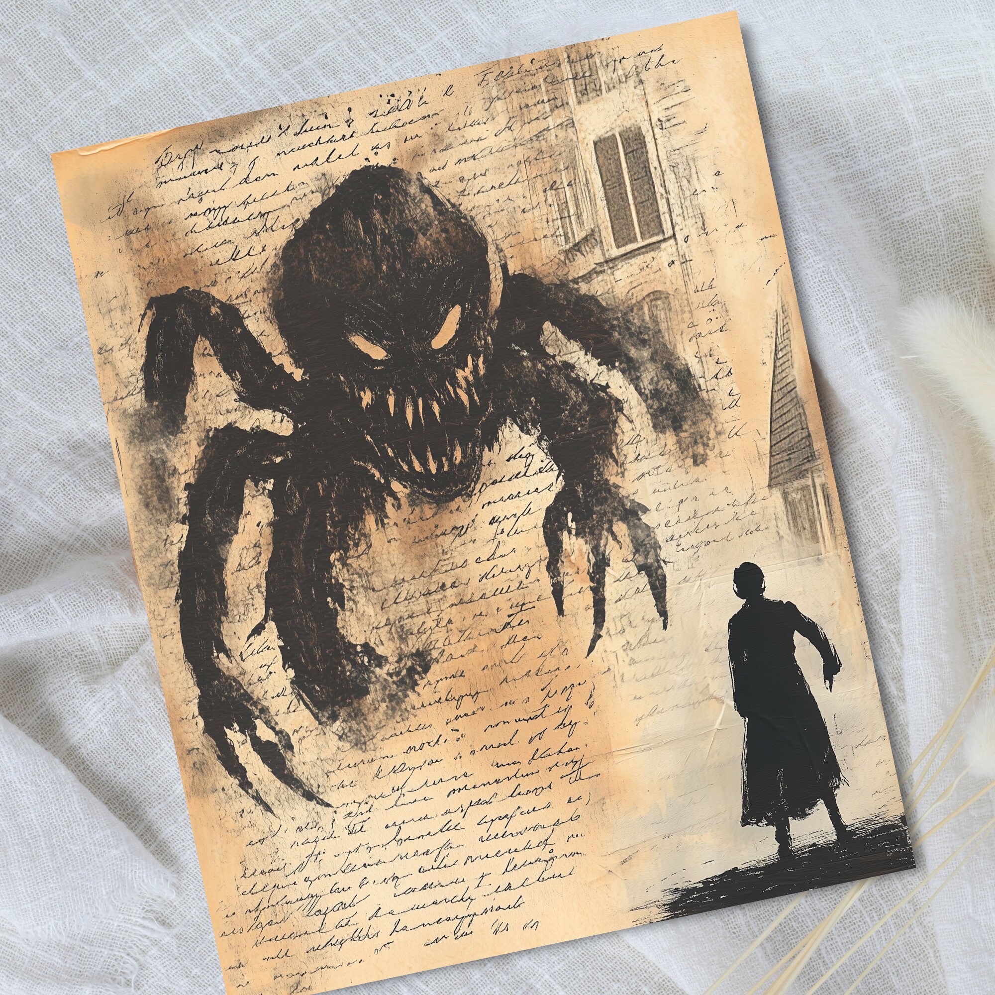 Monsters Paper Pack, Vintage Halloween Junk Journal Pages, Horror ...
