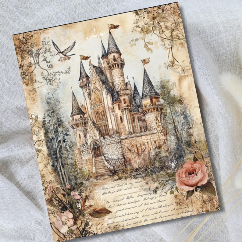 Old Castles Paper Pack, 12 Printable Junk Journal Pages, Magical ...