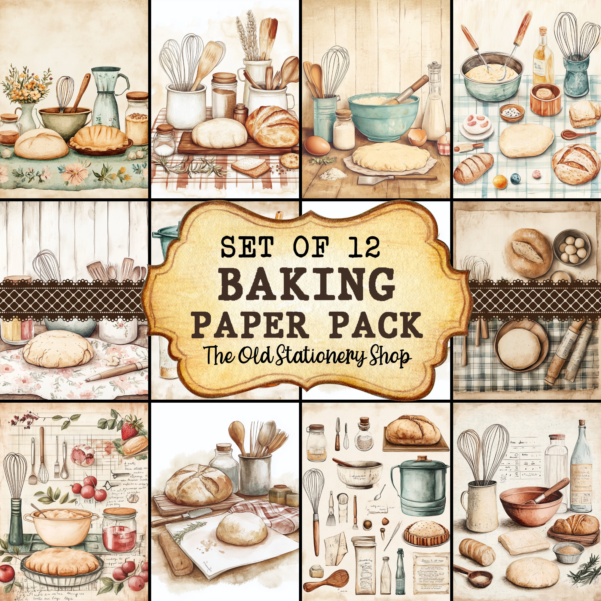 Baking Paper Pack Vintage Junk Journal Printable Pages Scrapbooking ...