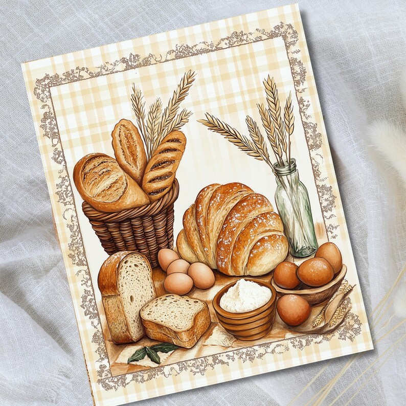 Bread Baker Pack, 24 Printable Pages, Baking Junk Journal, Cute Kitchen ...