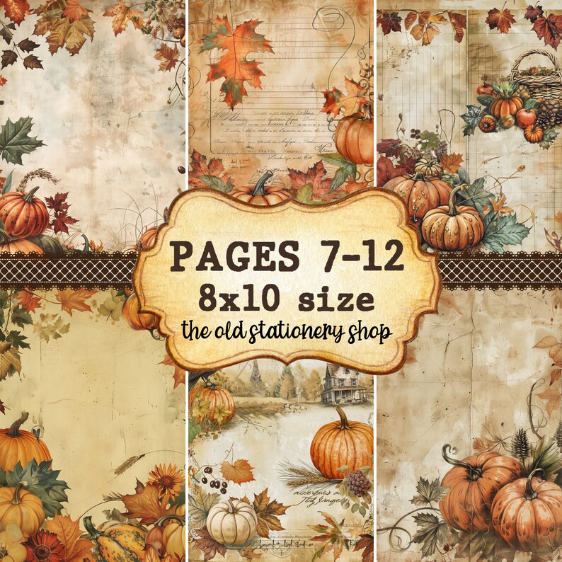 Fall Pumpkins Paper Pack Vintage Junk Journal Printable Pages ...
