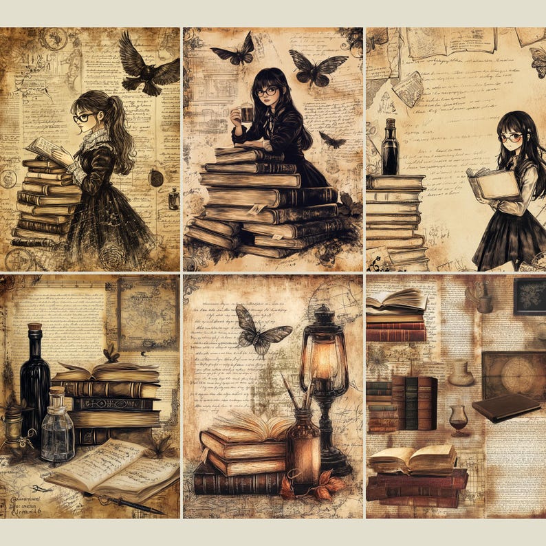 Dark Academia Paper Pack, Vintage Junk Journal Printable Pages ...