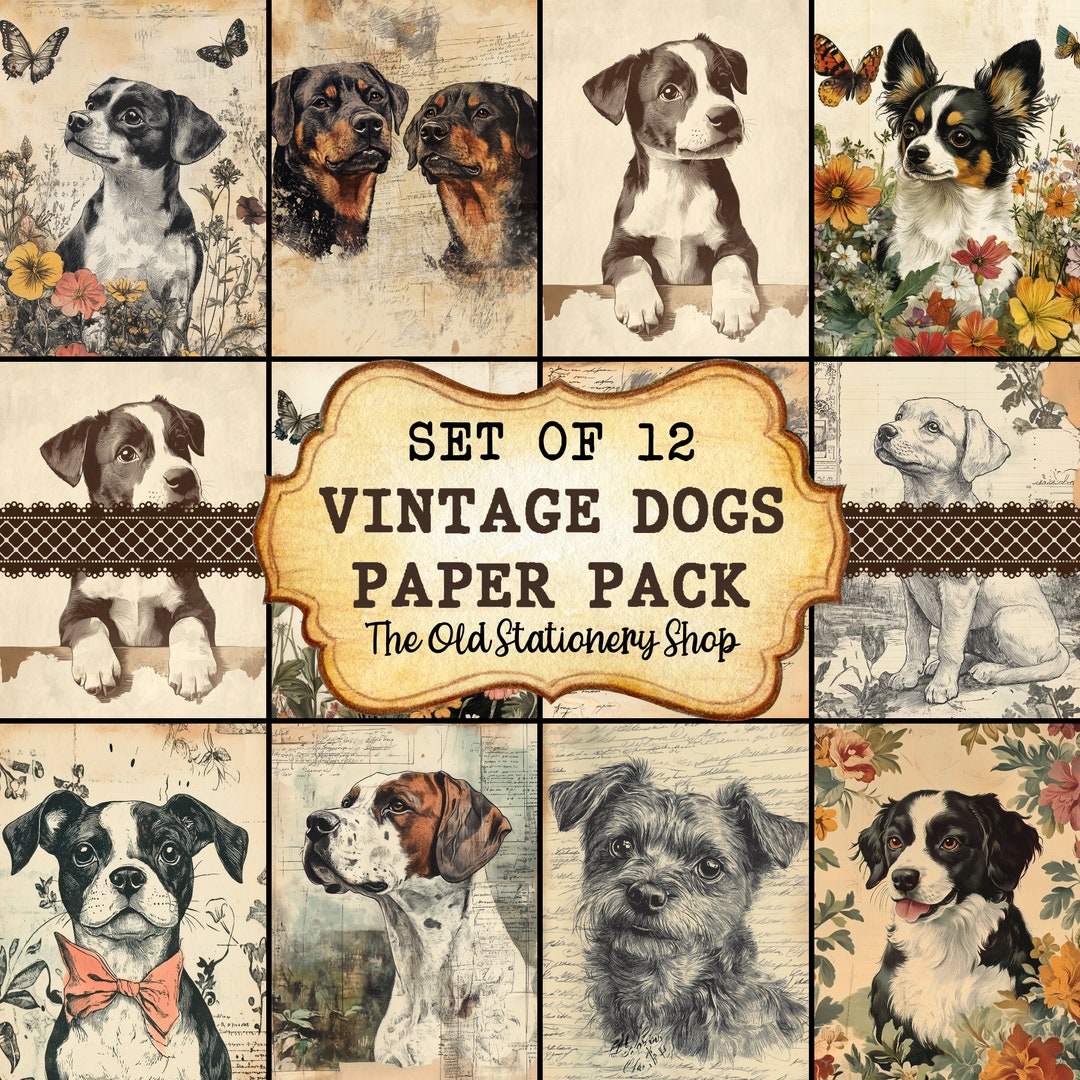 Vintage Dogs Paper Pack Vintage Dog Junk Journal Printable Pages ...