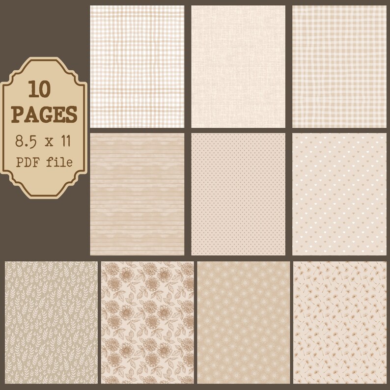 Beige Paper Digital Download, Printable Junk Journal, Aesthetic Planner ...